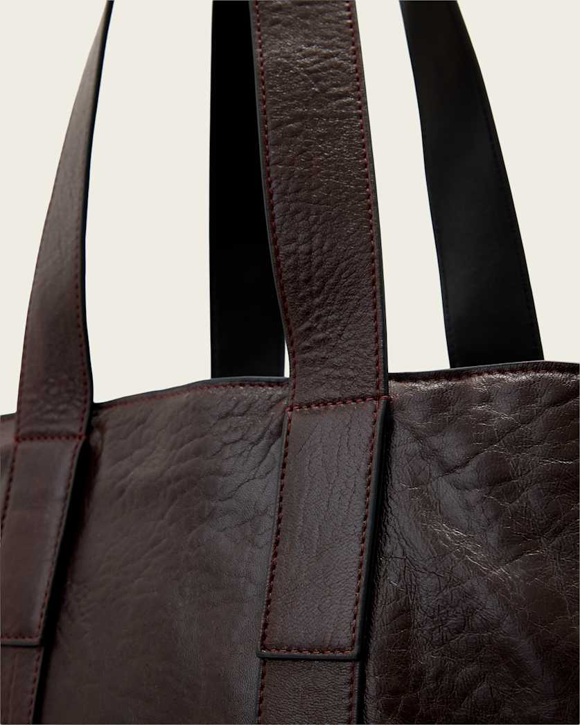 Ares Grain Leather Open Tote Bag BURNT UMBER RED | ALLSAINTS DE